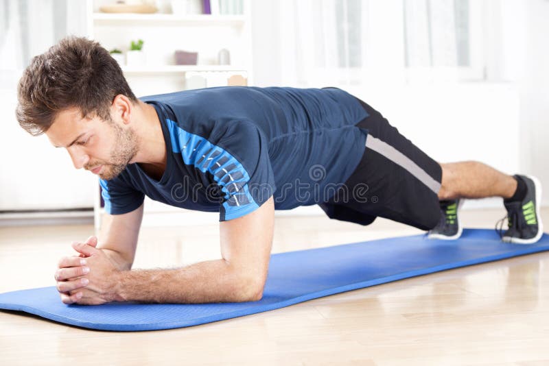 Fit Man in Planking Exercise Facing the Floor Stock Image - Image of ...