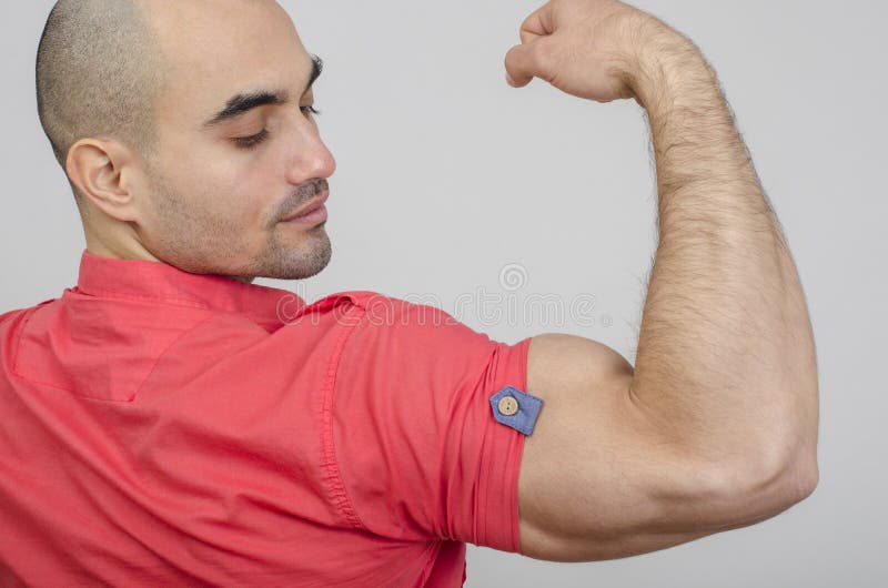 Fit Man Posing with His Arm Up Showing His Biceps. Stock Image - Image ...