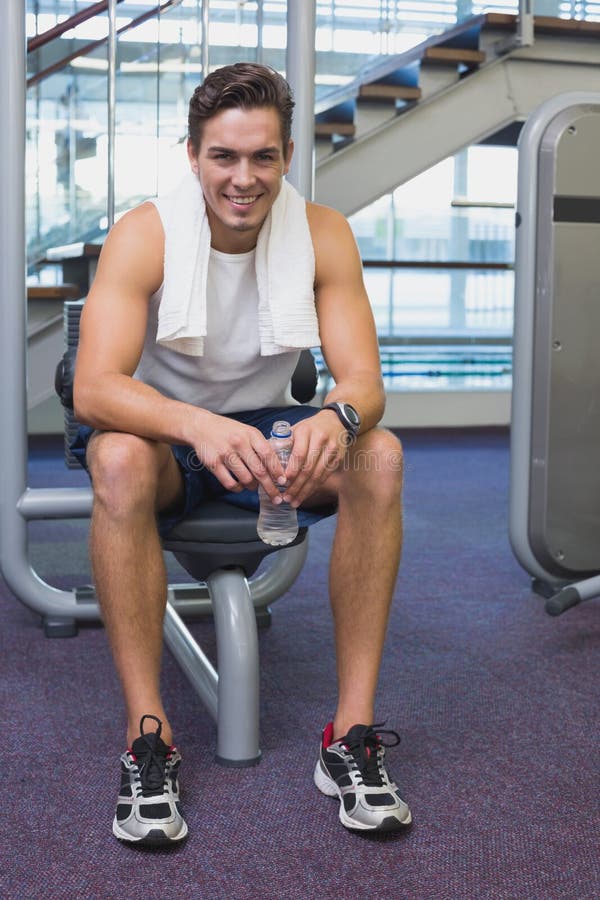 Fit Man Taking a Break from Working Out Stock Image - Image of front ...
