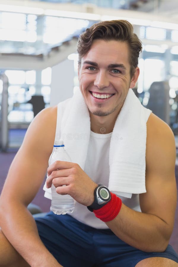 Fit Man Taking a Break from Working Out Stock Image - Image of male ...