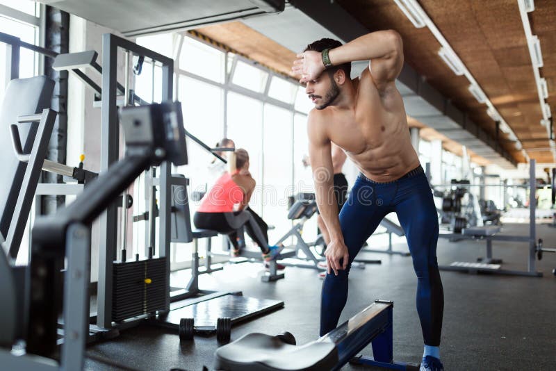 Fit Man Taking Break from Working Out Stock Image - Image of handsome ...