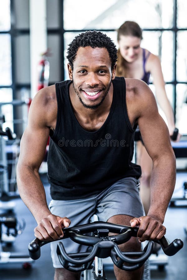Fit Man Working Out at Spinning Class Stock Photo - Image of caucasian ...