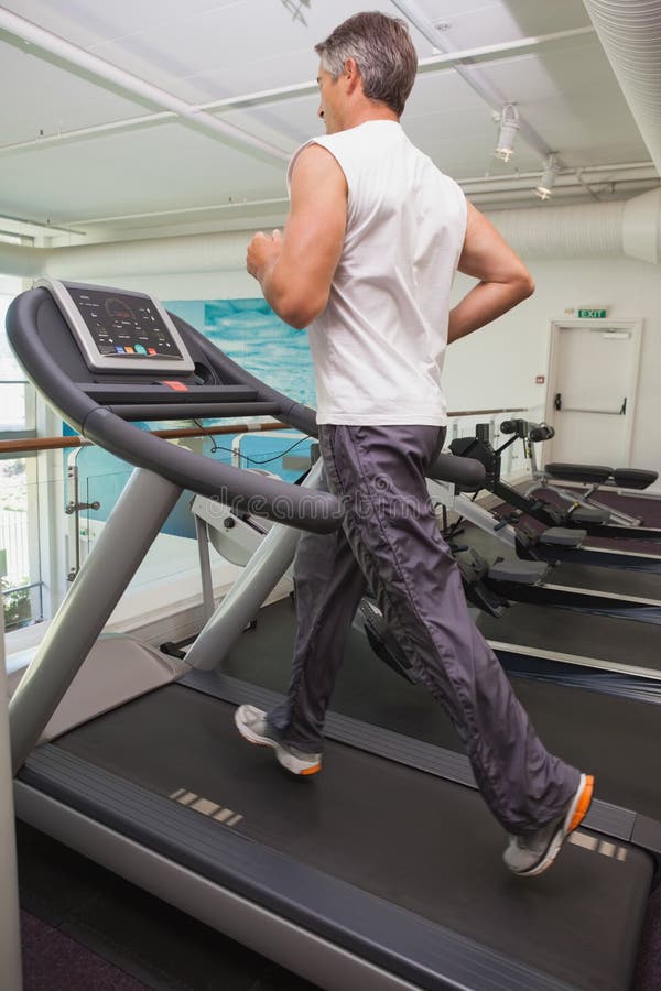 Fit Man Working Out on Treadmill Stock Photo - Image of sports, full ...