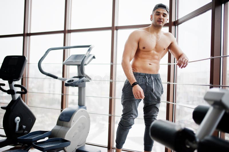 Fit and Muscular Arabian Man Posing in Gym. Stock Image - Image of arab ...
