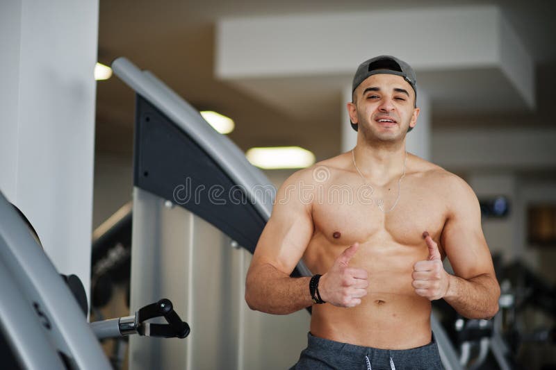Fit and Muscular Arabian Man Posing in Gym. Stock Photo - Image of diet ...