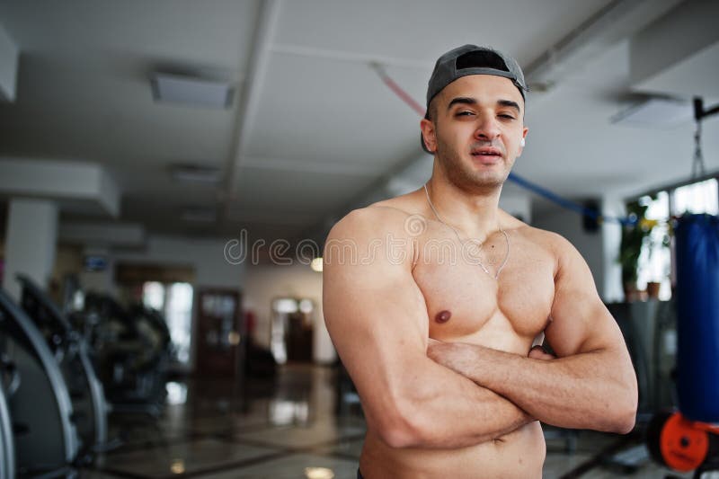Fit and Muscular Arabian Man Posing in Gym. Stock Image - Image of ...