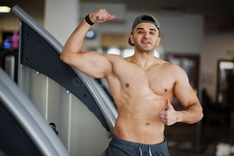 Fit and Muscular Arabian Man Posing in Gym Stock Photo - Image of ...