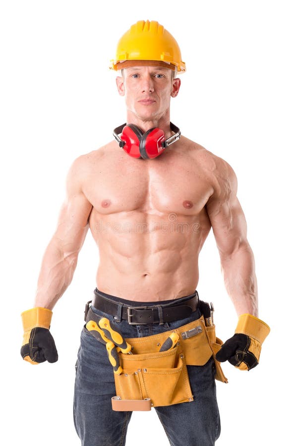Fit muscular man posing stock photo. Image of contractor - 95095746