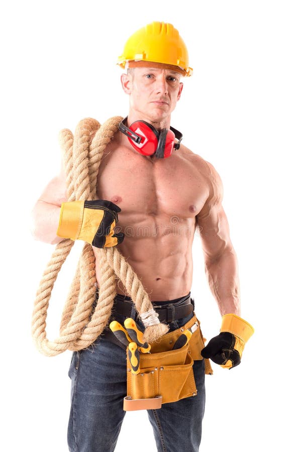 Fit muscular man posing stock photo. Image of contractor - 95095868