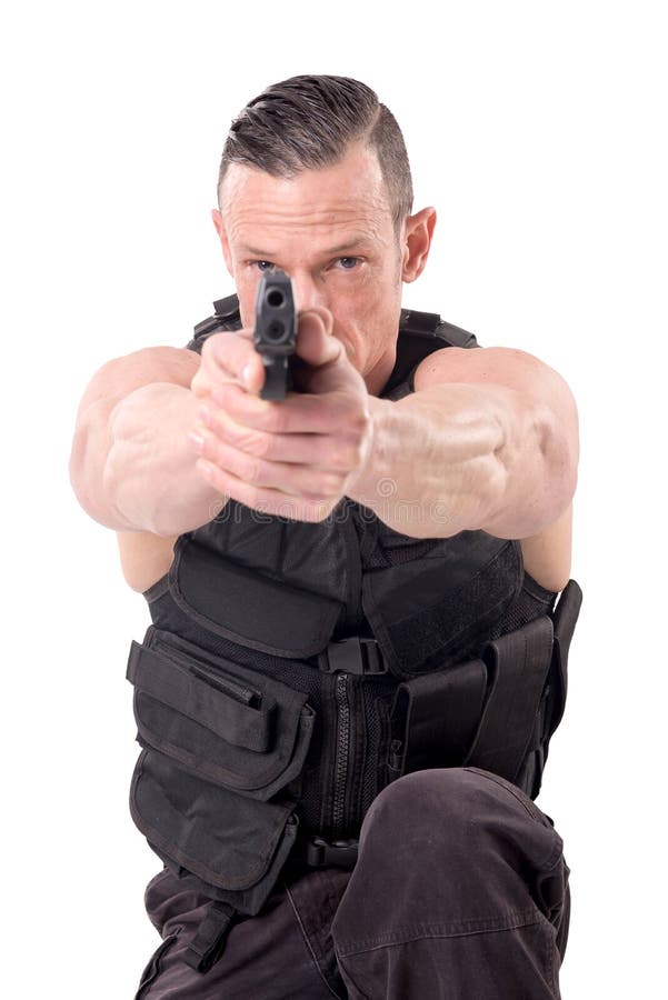 Fit muscular man posing stock image. Image of male, army - 95097573