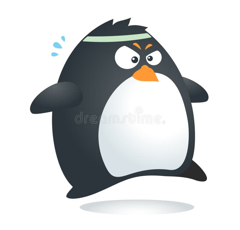 Fit Penguin marathon stock vector. Illustration of dumbell - 126506800