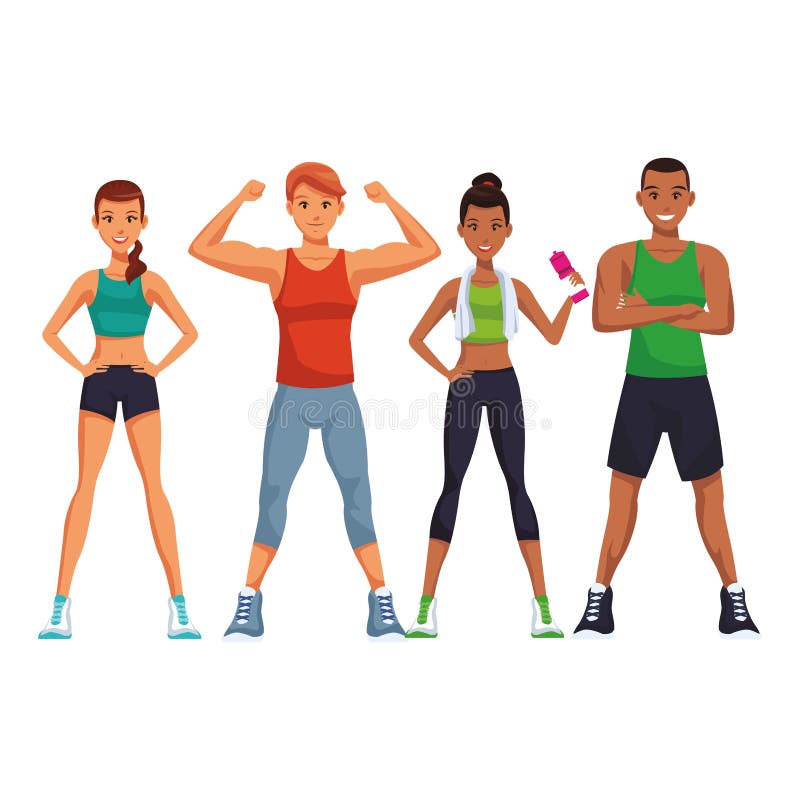 Fit people doing exercise stock vector. Illustration of muscular ...