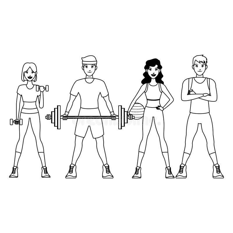 Fit people doing exercise stock vector. Illustration of human - 135024538