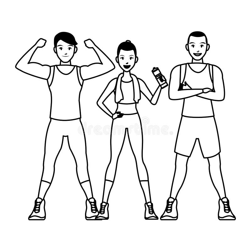 Fit people doing exercise stock vector. Illustration of activity ...