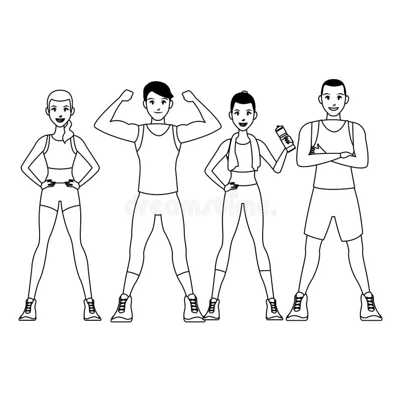 Fit people doing exercise stock vector. Illustration of people - 135024536
