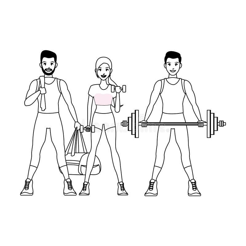 Fit people doing exercise stock vector. Illustration of dumbbell ...