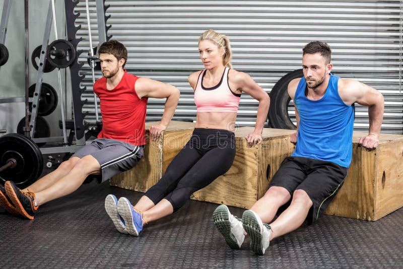 Fit People Doing Exercises with Box Stock Photo - Image of bodybuilding ...