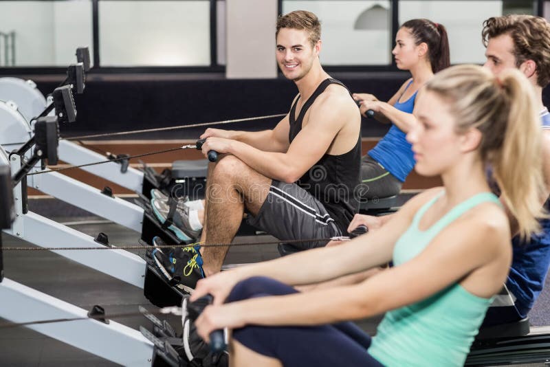 Fit People on Drawing Machine Stock Photo - Image of lifestyle, machine ...