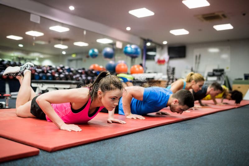 Fit People Working Out in Fitness Class Stock Image - Image of healthy ...