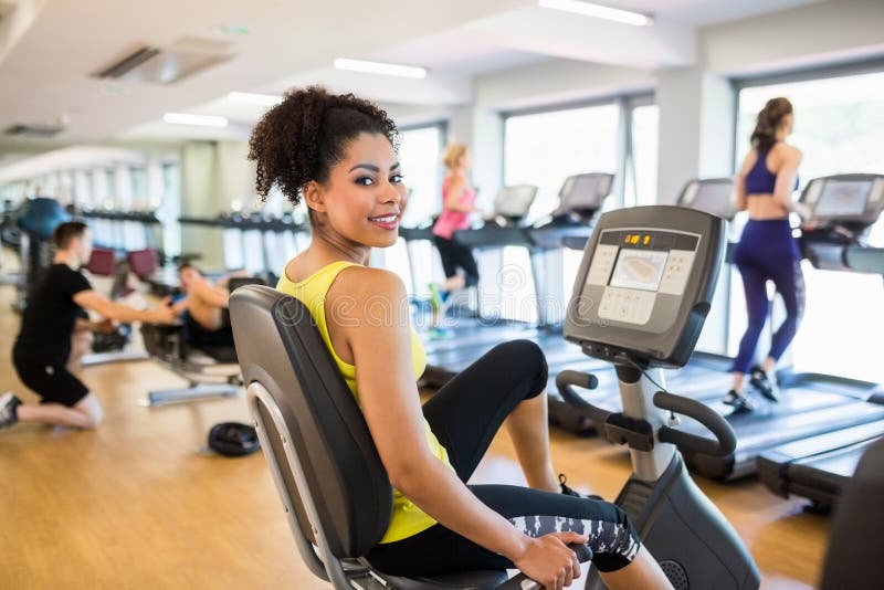 Fit People Working Out Using Machines Stock Image - Image of caucasian ...