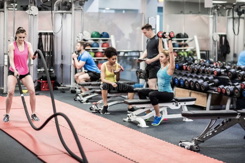 Fit People Working Out in Fitness Class Stock Photo - Image of male ...