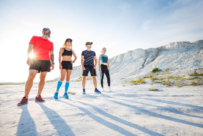 Fit Runners Standing Outdoors before Trail Running Stock Image - Image ...