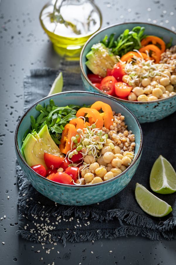 Fit Salad As Meal with Groats and Chickpeas Stock Photo - Image of ...