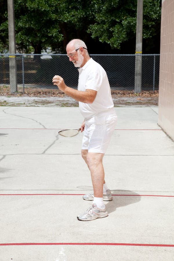 Fit Senior Man Playing Racquetball Stock Image - Image of people, park ...