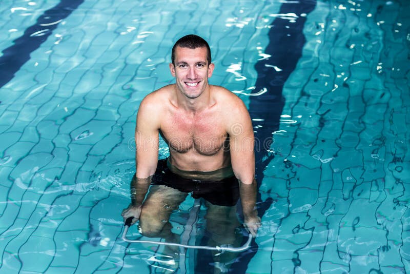 Fit Smiling Man Cycling Alone Stock Image - Image of athletic, health ...