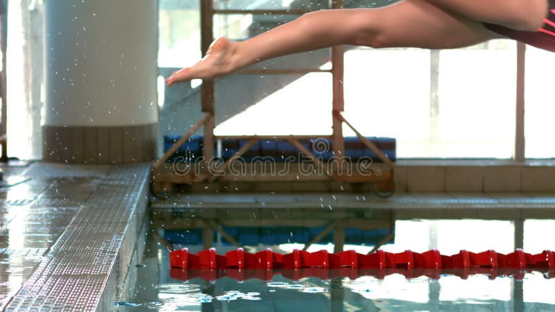Woman is Diving Under Water Face Up, Top View, Hold Breathing, Lady ...