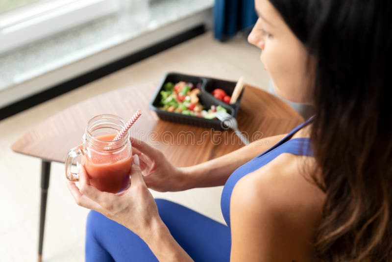 Fit Woman Eating Healthy Food at Home Stock Image - Image of lifestyle ... Fit Woman Eating Healthy Food at Home Stock Image - Image of lifestyle ...