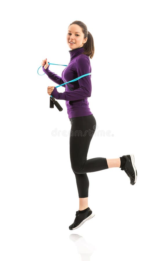 Fit woman with jump rope stock photo. Image of color - 49883834