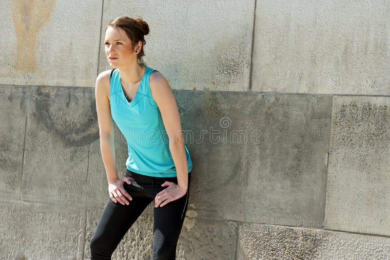 Fit Woman Resting after Run in the City. Stock Photo - Image of sport ...
