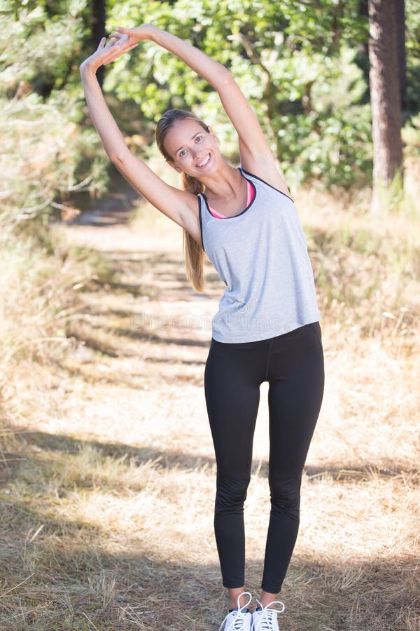 Fit Woman Streching in Part after Run Stock Photo - Image of summer ...