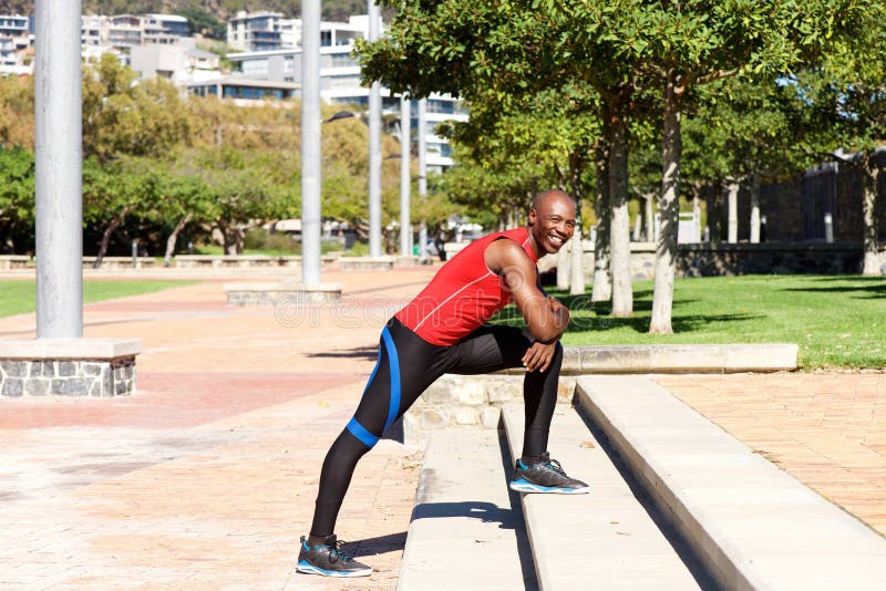 Fit Young African Man Exercising at the Park Stock Image - Image of ...