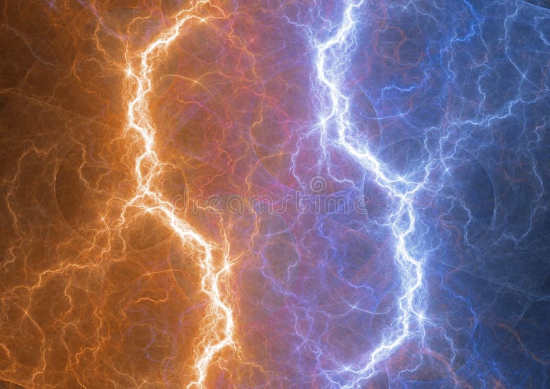 Fite and Ice Lightning Bolt Stock Illustration - Illustration of fire ...