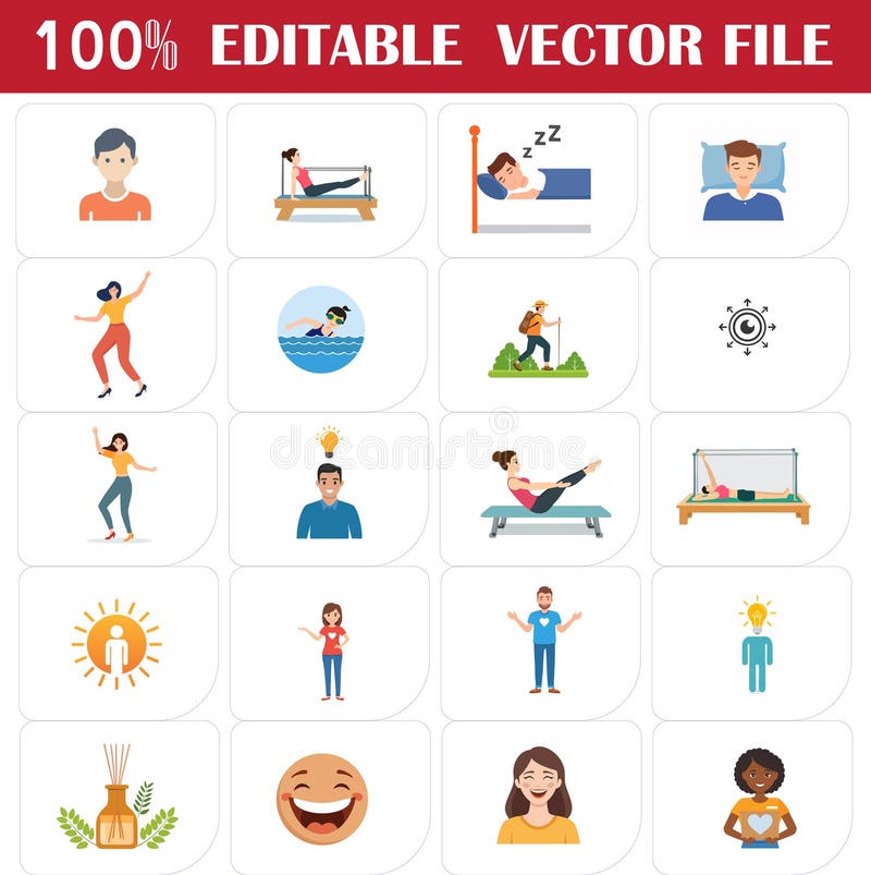 Fitness Activities Vector Bundle Pack Stock Illustration - Illustration ...