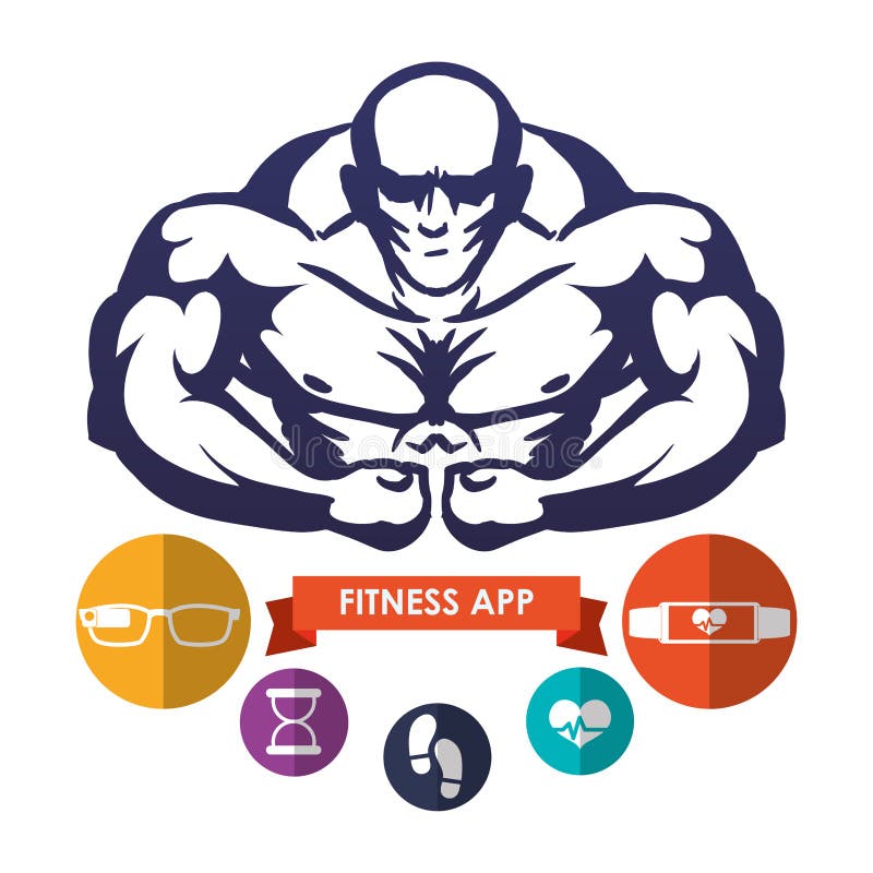 Fitness App Technology Icons Stock Illustration - Illustration of ...