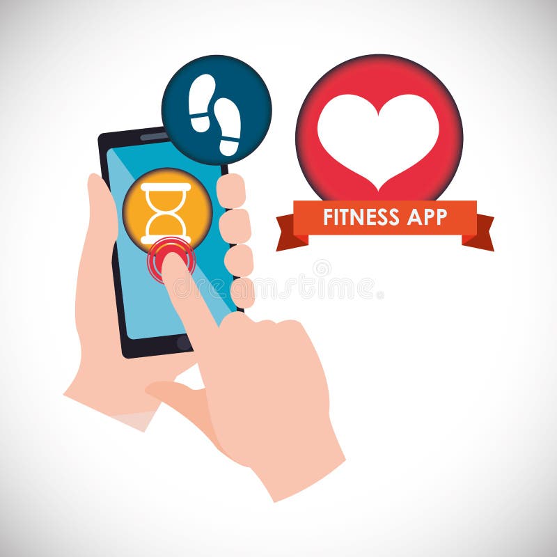 Fitness App Technology Icons Stock Illustration - Illustration of ...