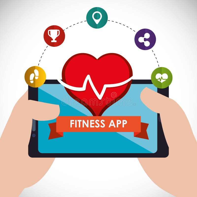 Fitness App Technology Icons Stock Illustration - Illustration of ...