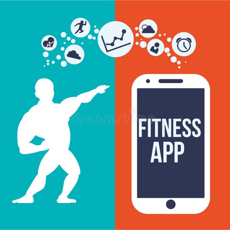 Fitness App Technology Icons Stock Vector - Illustration of fitness ...