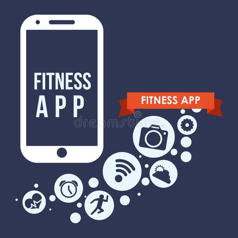 Fitness App Technology Icons Stock Vector - Illustration of gadget ...