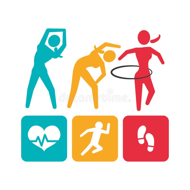Fitness App Technology Icons Stock Vector - Illustration of digital ...