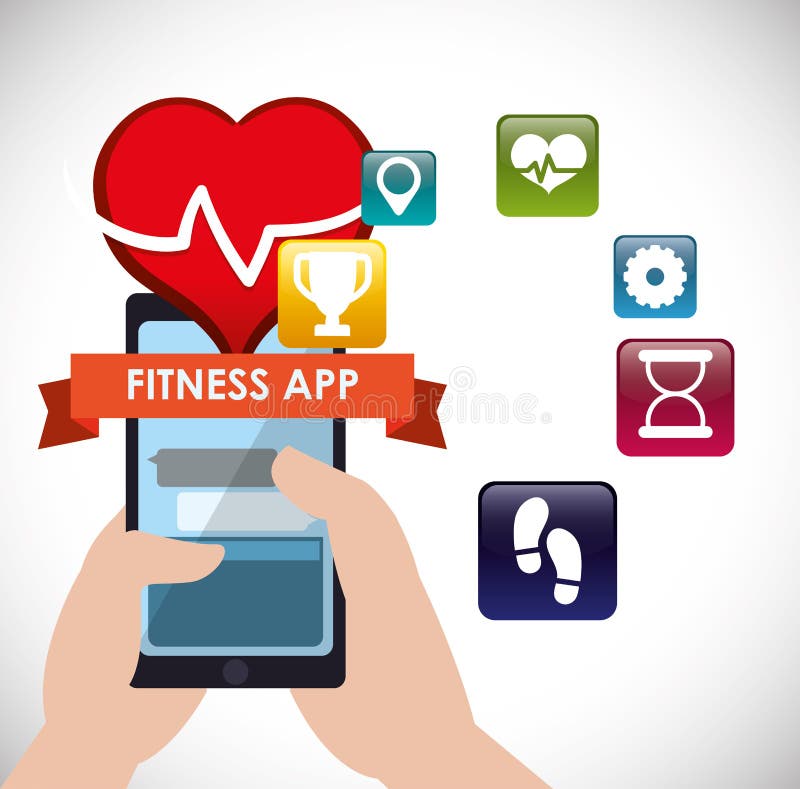 Fitness App Technology Icons Stock Vector - Illustration of activity ...