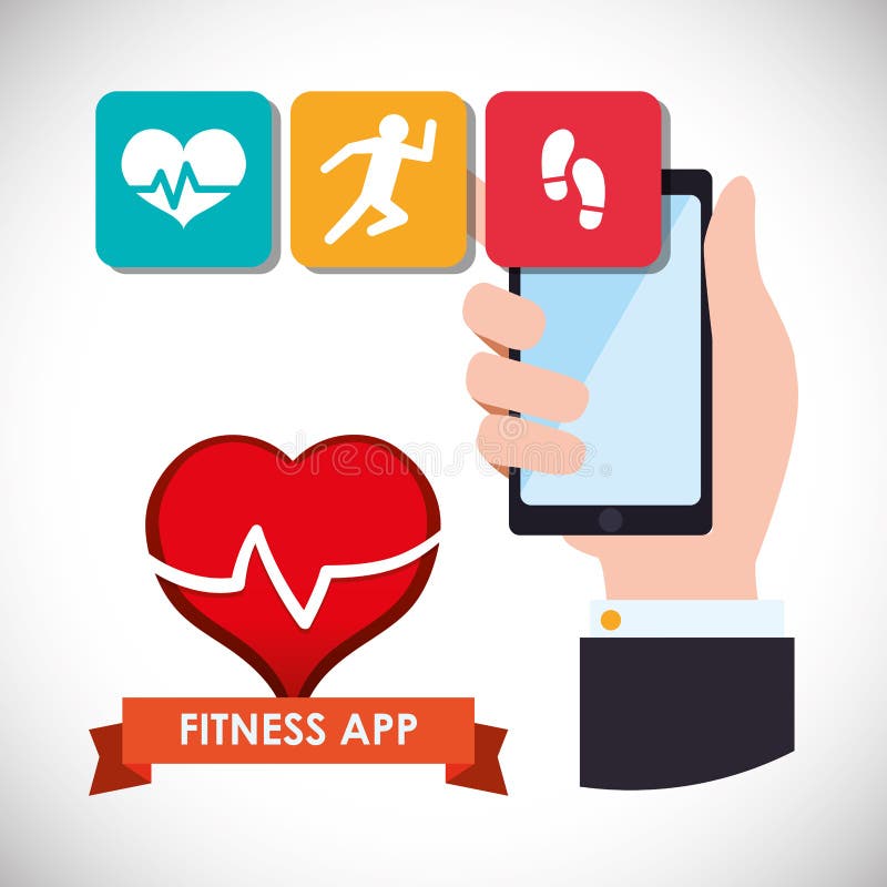 Fitness App Technology Icons Stock Vector - Illustration of fitness ...