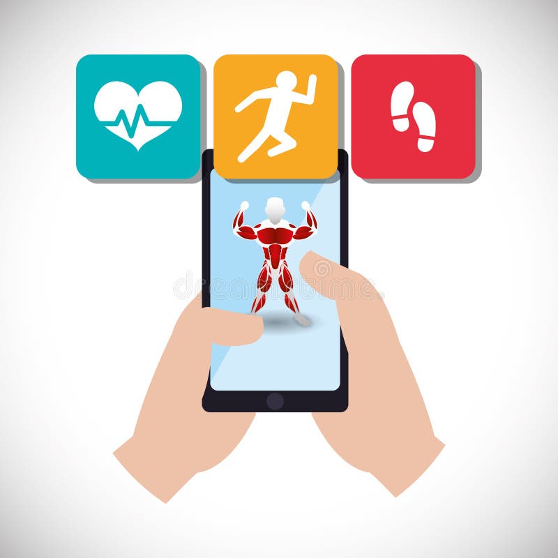 Fitness App Technology Icons Stock Vector - Illustration of exercise ...