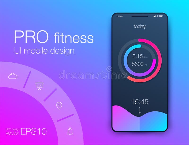 Fitness app. Ui ux design stock vector. Illustration of exercise ...