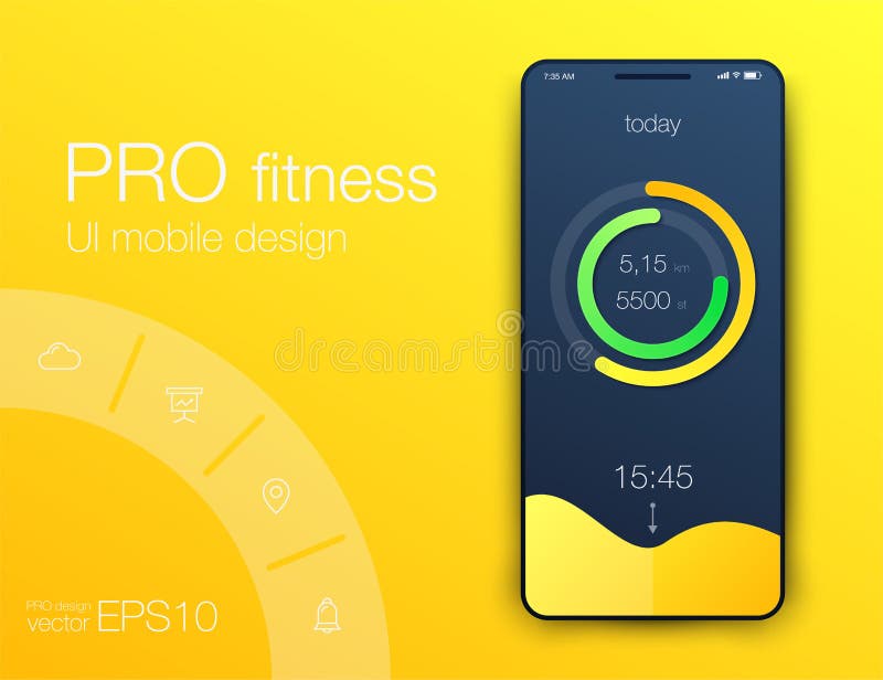 Fitness app. Ui ux design stock vector. Illustration of design - 141085265