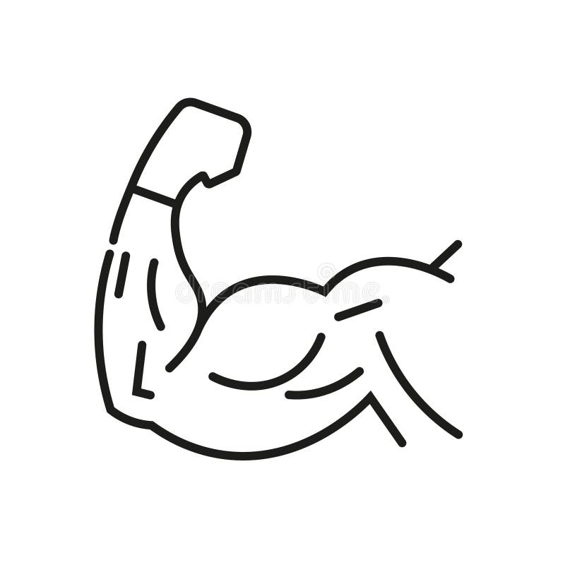 Arm Muscle Line Icon. Fitness and Bodybuilder, Biceps Sign, Editable ...