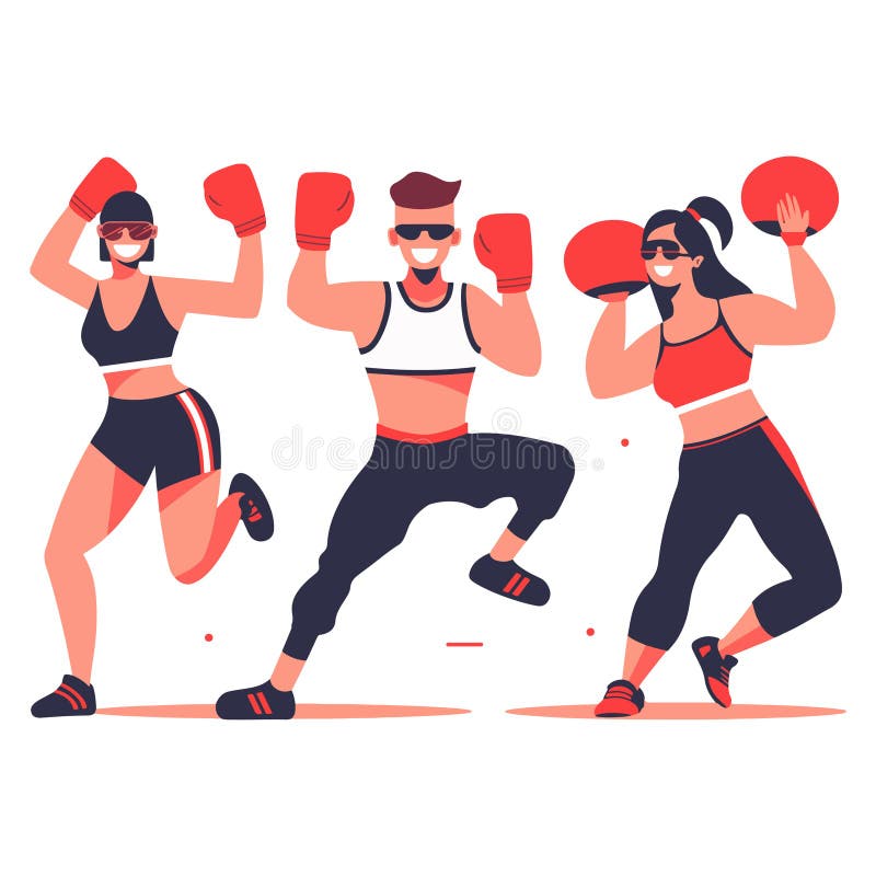 Fitness Boxing Group Workout Stock Vector - Illustration of sporty ...